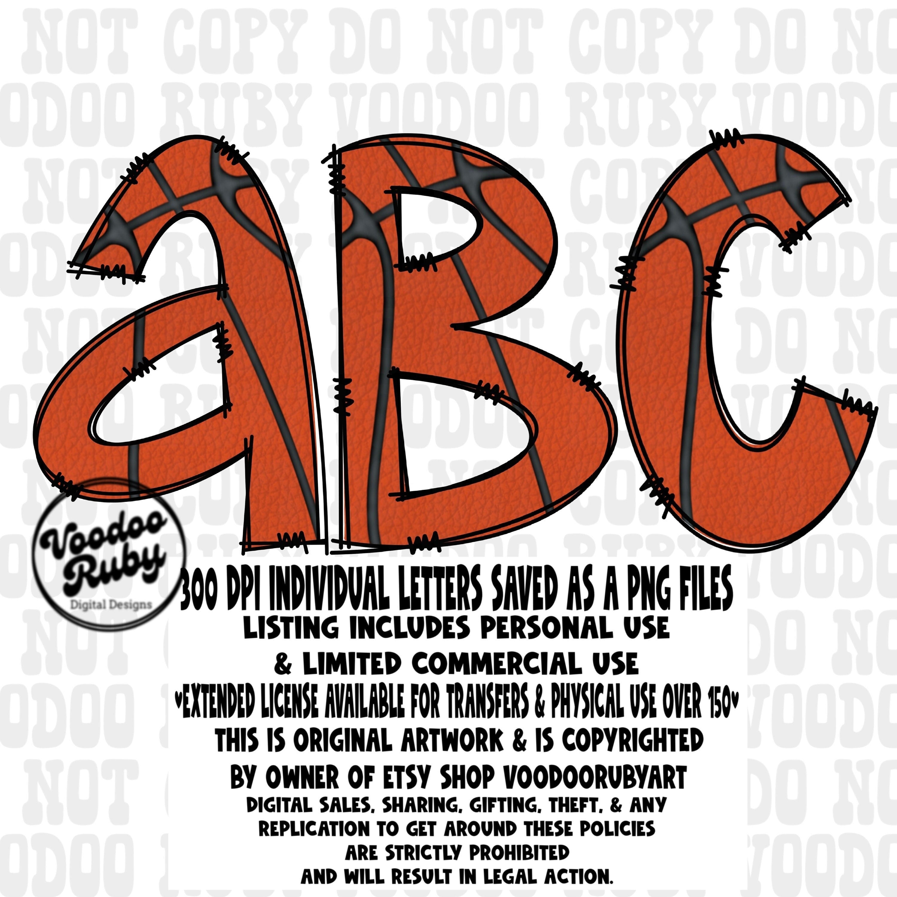 Basketball Doodle Alphabet PNG Bundle: Hand-Drawn Letters (Digital Dow ...